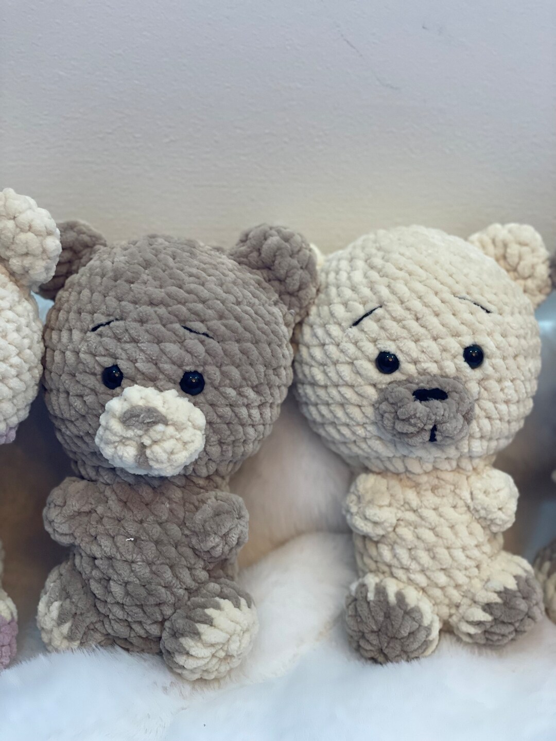 Crochet Bobble Head Teddy Bear Stuffed Animal Plushie, Cute Cuddly Bear ...