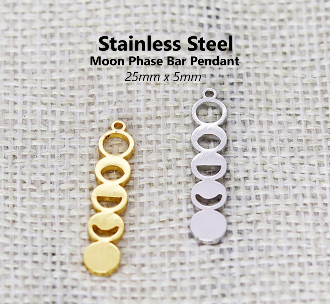 10pcs Stainless Steel Moon Phases Bar Pendant: Jewelry Component ...
