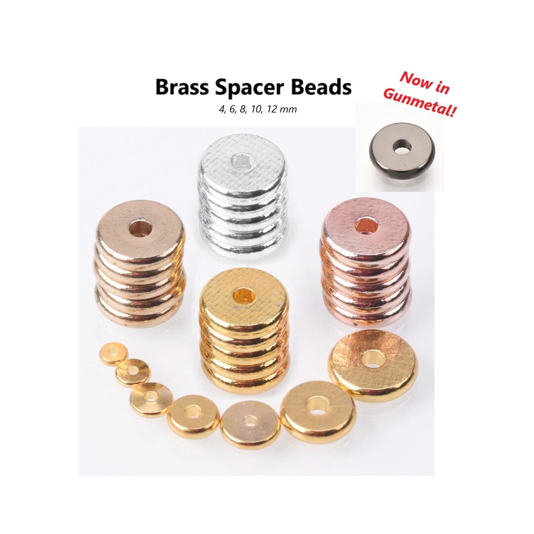 20pcs - 4,6,8,10,12mm, Solid Brass Spacer Bead, Flat Disc Shape - Etsy