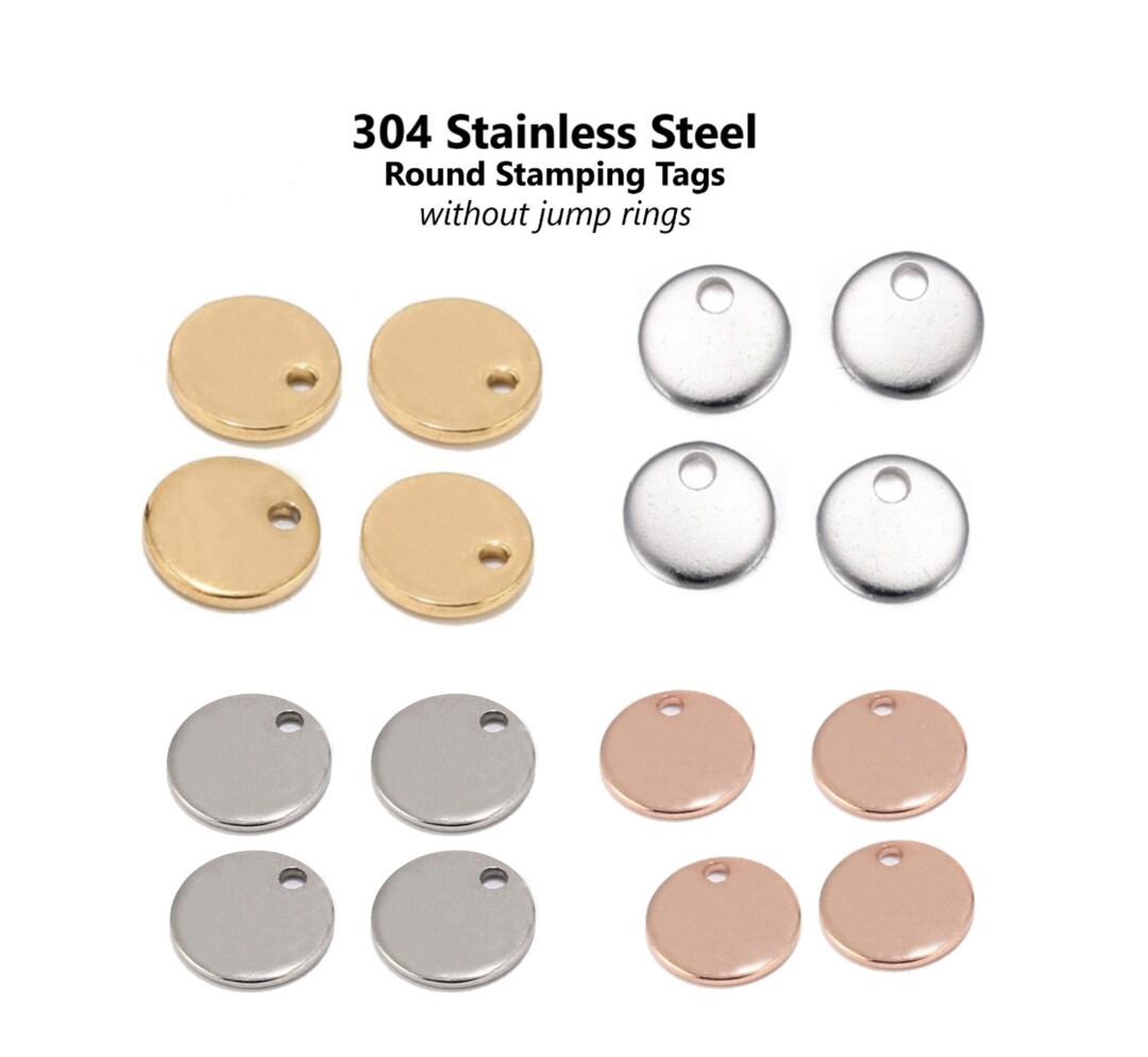 20pcs 6-10mm, 304 Stainless Steel, Stamping Tag, Charm, Round, Blanks ...