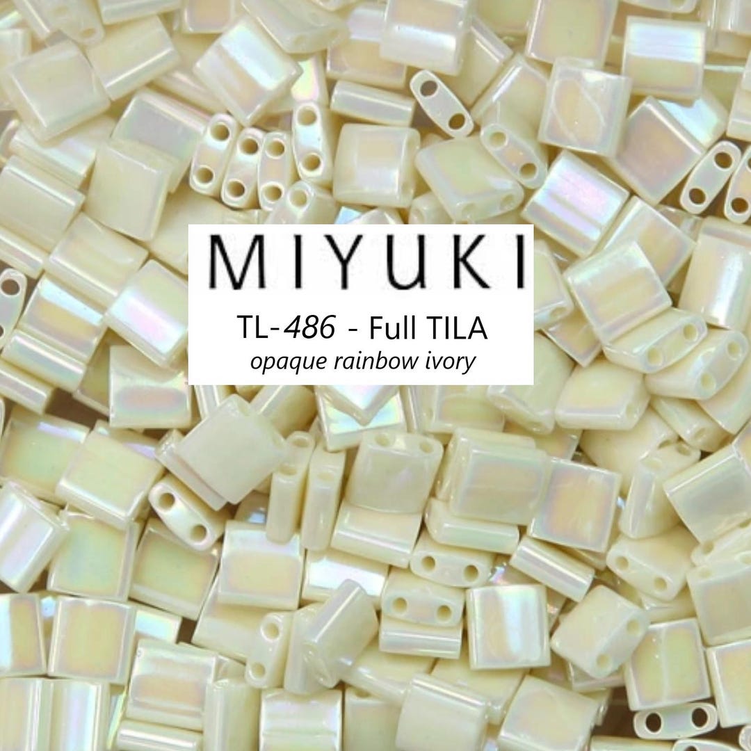5g Miyuki TL-486 Opaque Rainbow Ivory Full TILA Beads Ivory 2 Hole Two Hole Rectangle Glass Wrap ...