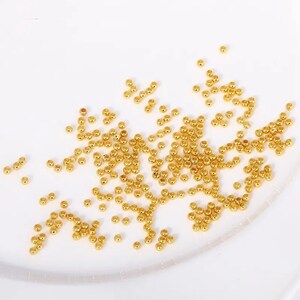 50pcs - 2,3mm, 18K Gold Plated, Brass, Tiny, Solid, Ball, Beads ...