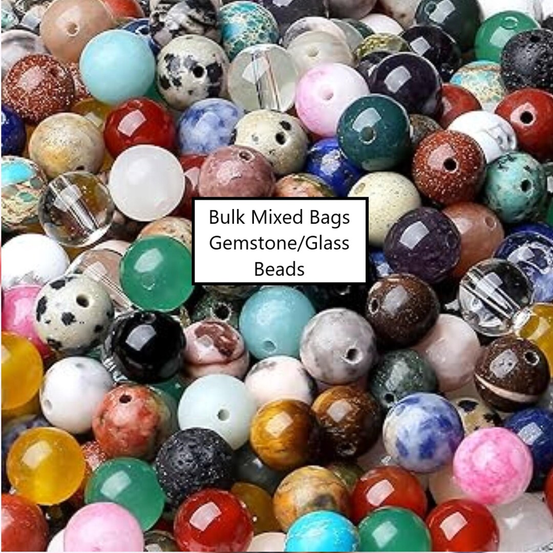 Bulk Mixed Gemstone & Glass Beads: DIY Jewelry Making - Etsy