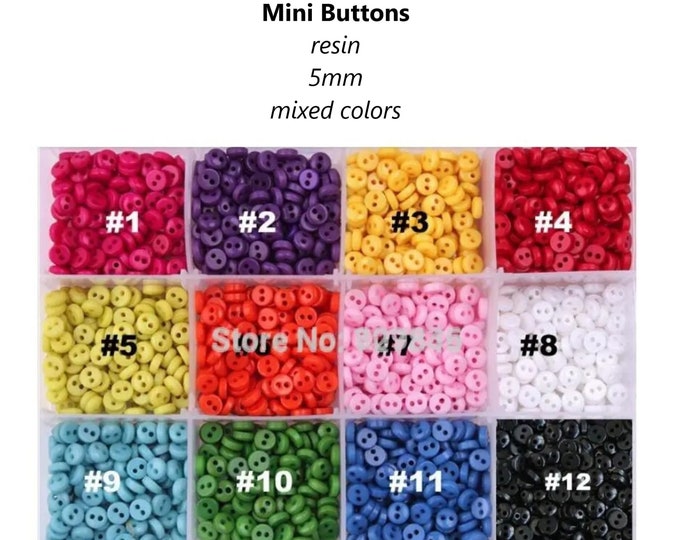 100pcs - 5mm, Buttons, Mini, Resin, Mixed, Various Colors, Craft, Doll ...