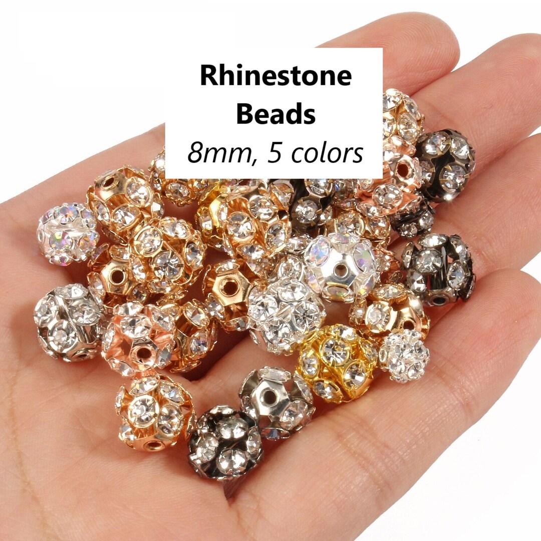 20pcs - 8mm, Bead, Rhinestones, Crystal, Ball, 14K Gold, Rose Gold ...