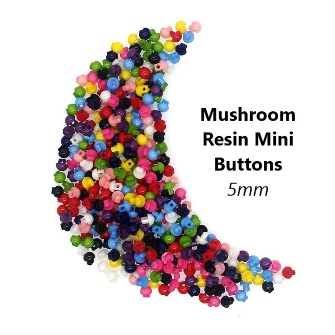 100pcs - 5mm, Buttons, Mushroom Top, Mini, Resin, Mixed, Various Colors ...
