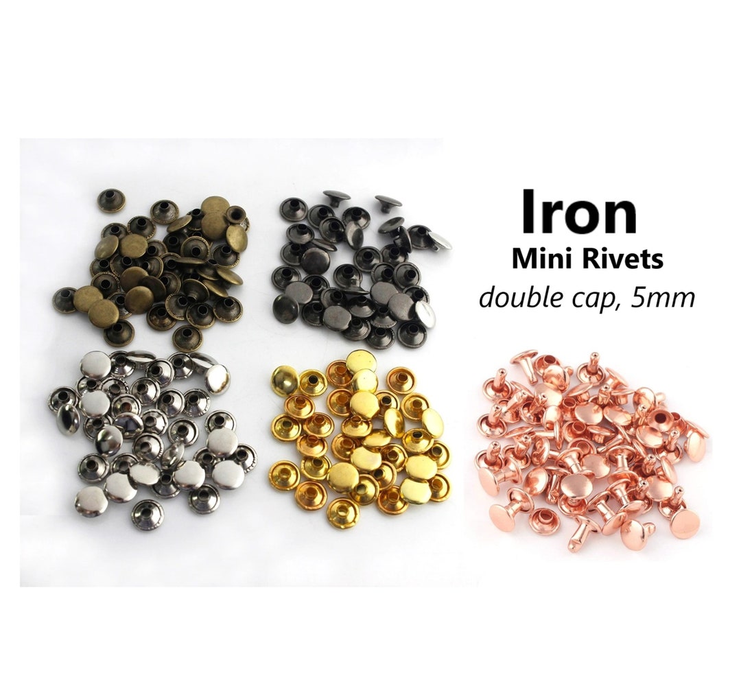 50sets - 5mm, Rivet, Mini, Stud, Double Cap, Leather, Clothes, Bags ...