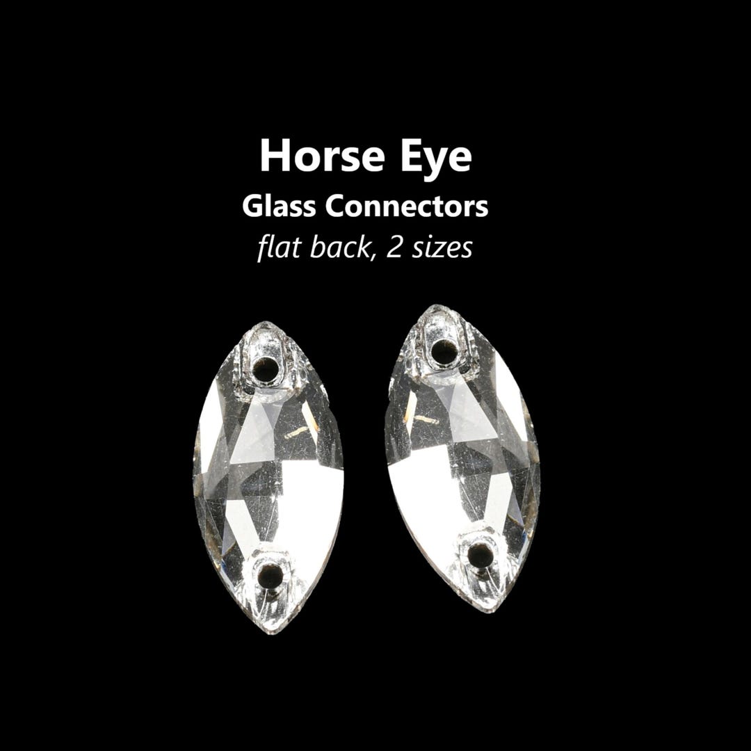 20 Clear Glass Horse Eye Connectors: Faceted Flat Back Charms - Etsy