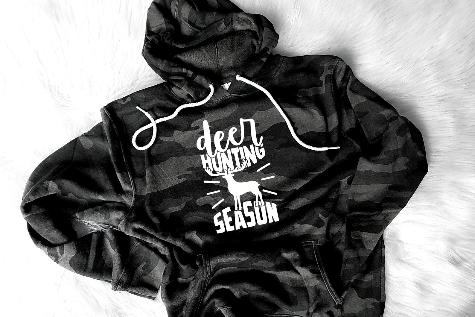 Deer Hunting Season Black Camo Hoodie | Hunting Hoodie | Hunting ...
