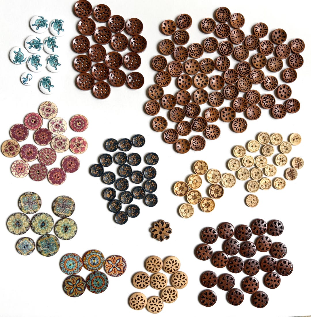 200 "misfit" Buttons, Decorative Wood Buttons, Craft Buttons - Etsy