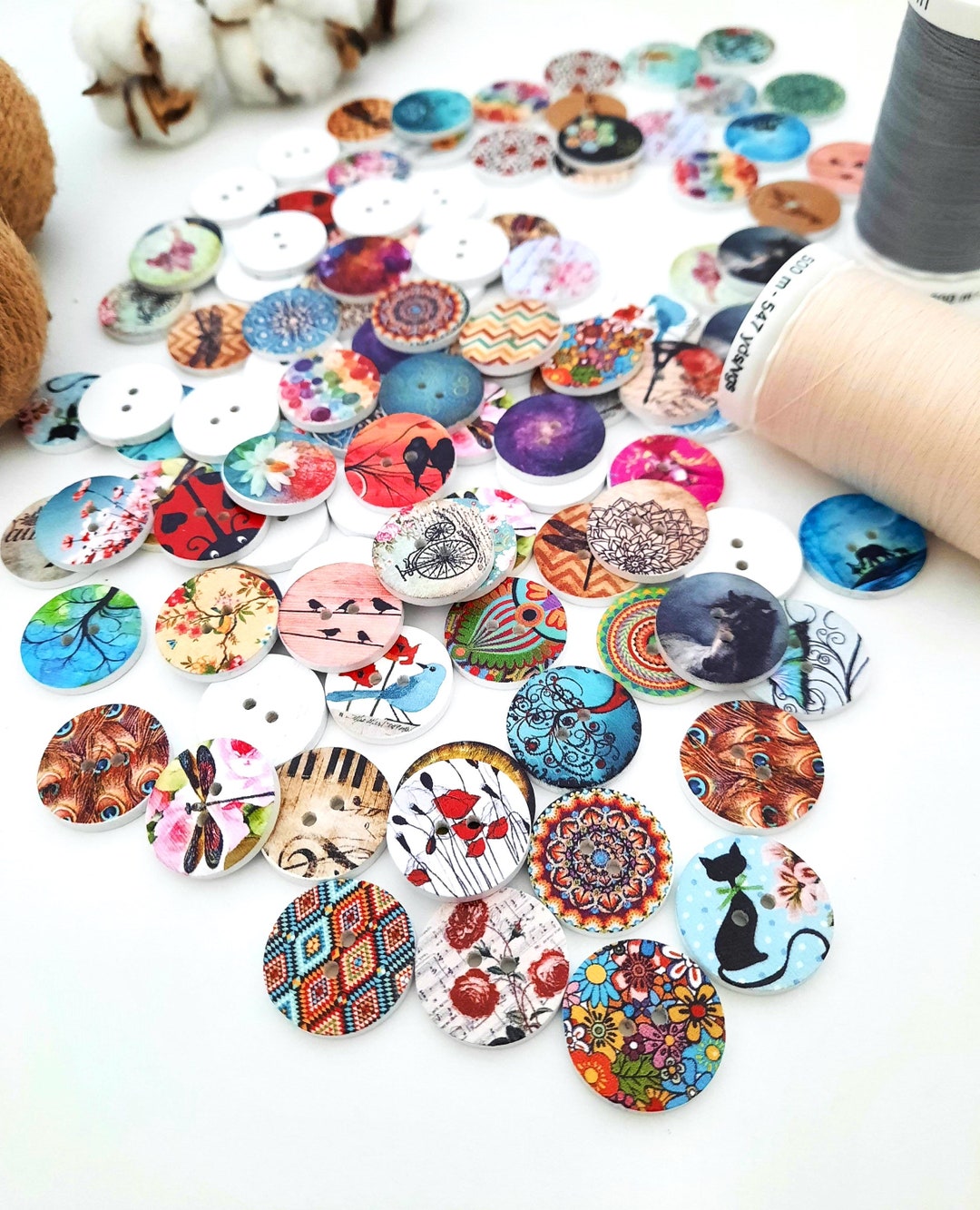 Colorful Wood Buttons: Sewing, Scrapbooking, Crafts (20mm) - Etsy