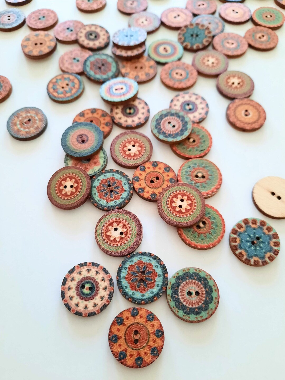 8 Pack Bohemian Buttons Decorative Wood Buttons Craft - Etsy