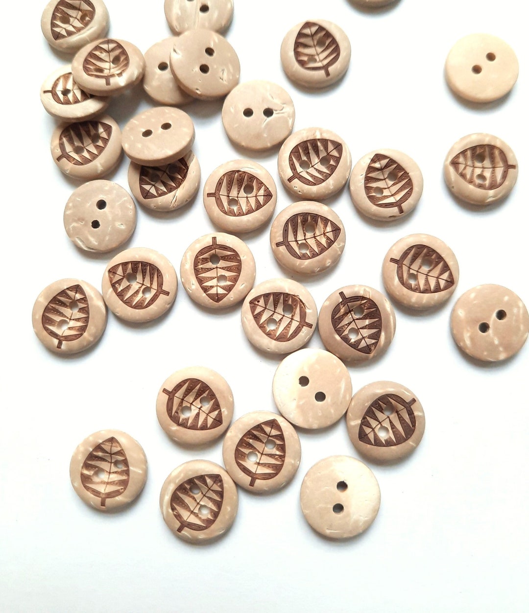 Coconut Shell Leaf Buttons: 12mm Craft Embellishments (8-pack+) - Etsy