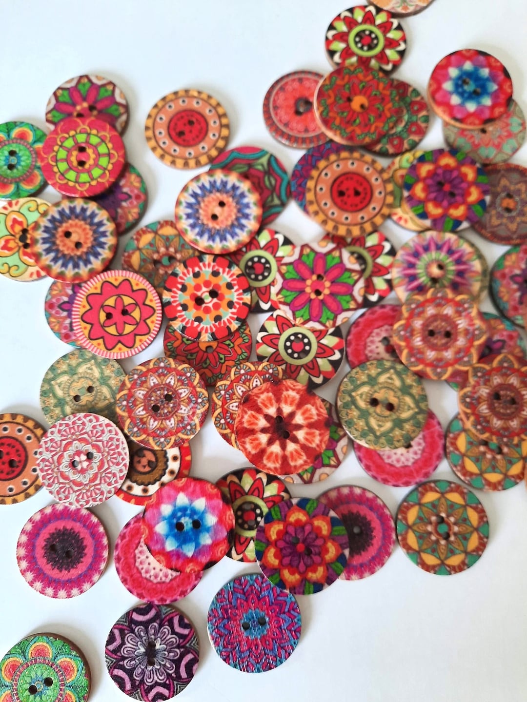 2 Sizes! 8-pack+ 1 Inch Boho Flower Vintage-look Buttons, Decorative ...