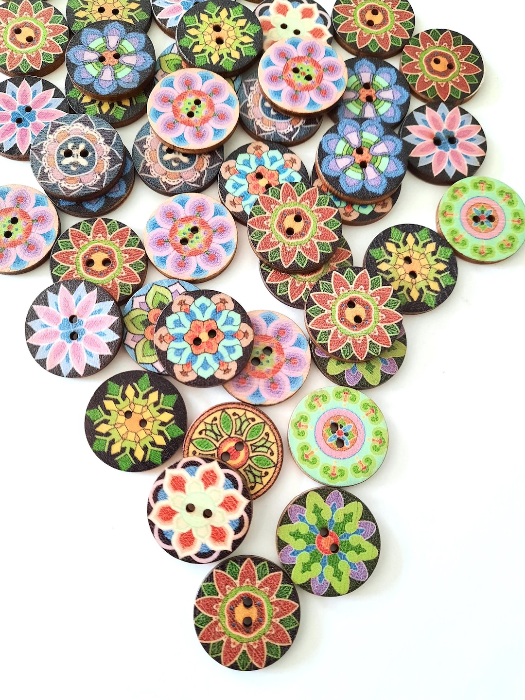8-pack+ Vintage-look Buttons, Decorative Wood Buttons, Craft Buttons - Etsy