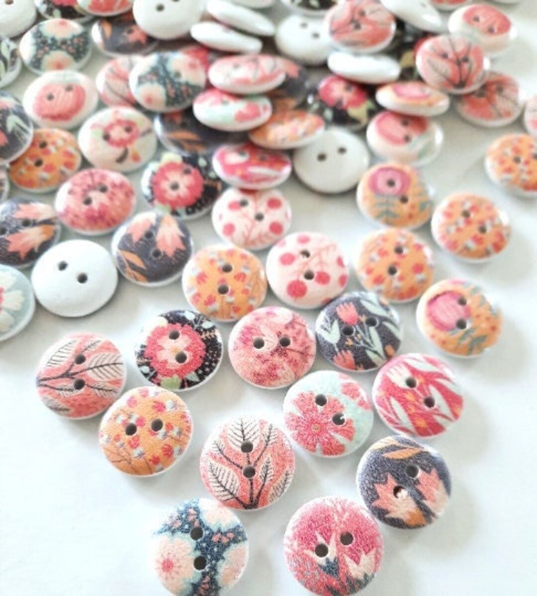8-pk+ Sweet Floral Buttons, Decorative Wood Buttons, Craft Buttons - Etsy