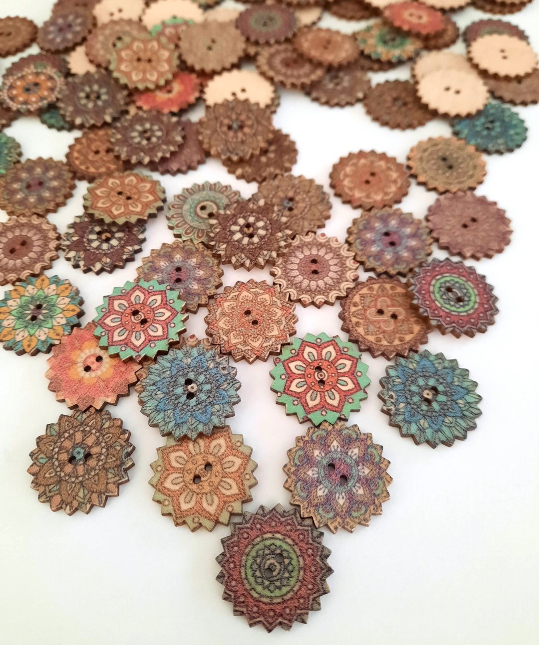 8-pack+ 1 Inch Gear Shaped Buttons, Decorative Wood Buttons - Etsy