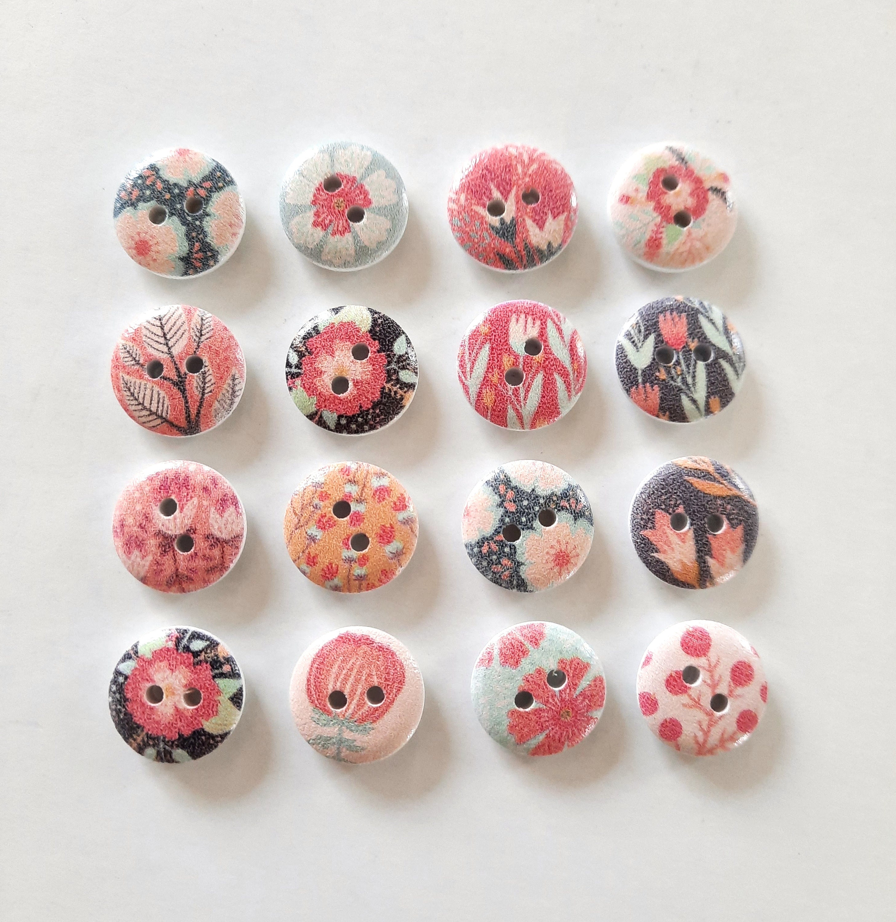 8-pk Sweet Floral Buttons Decorative Wood Buttons Craft - Etsy