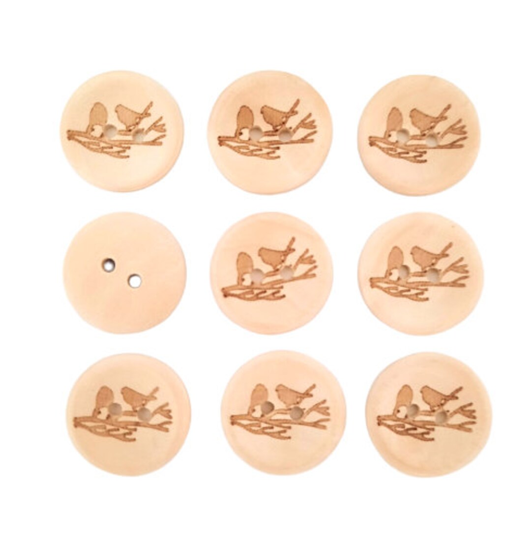 8-pack+ Bird Natural Wooden Buttons, Decorative Wood Buttons, Craft ...