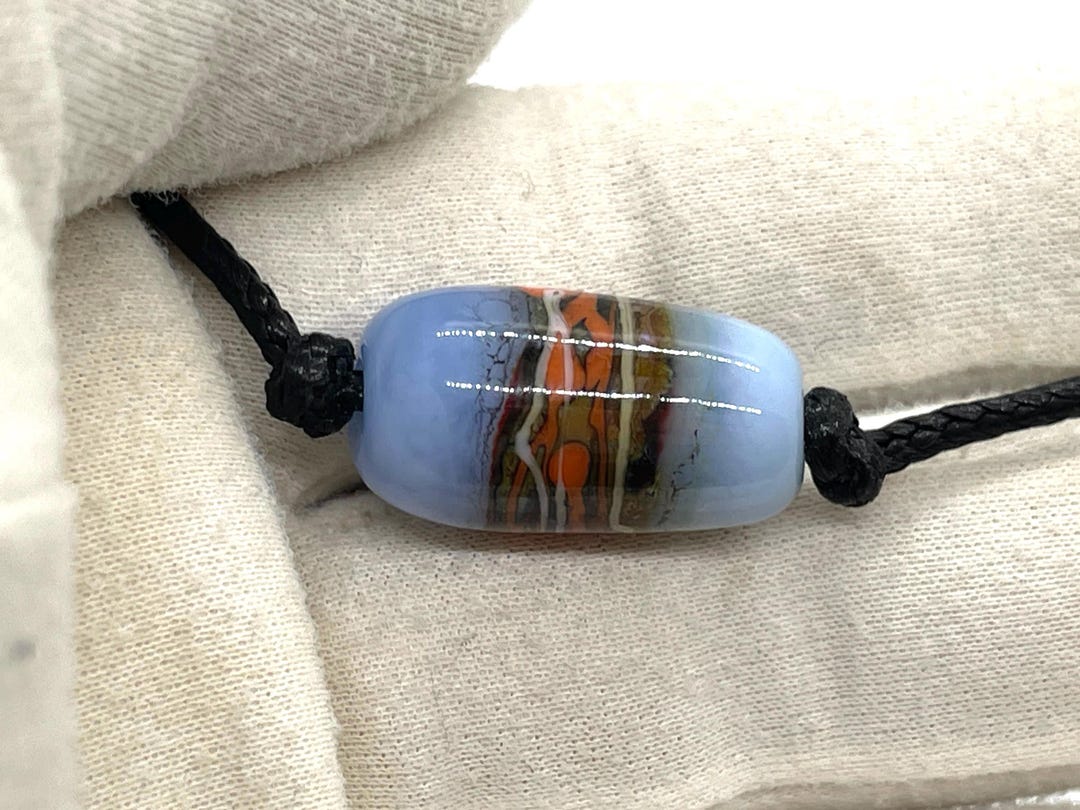 Lampworked Glass Bead Powder Blue Horizontal - Etsy
