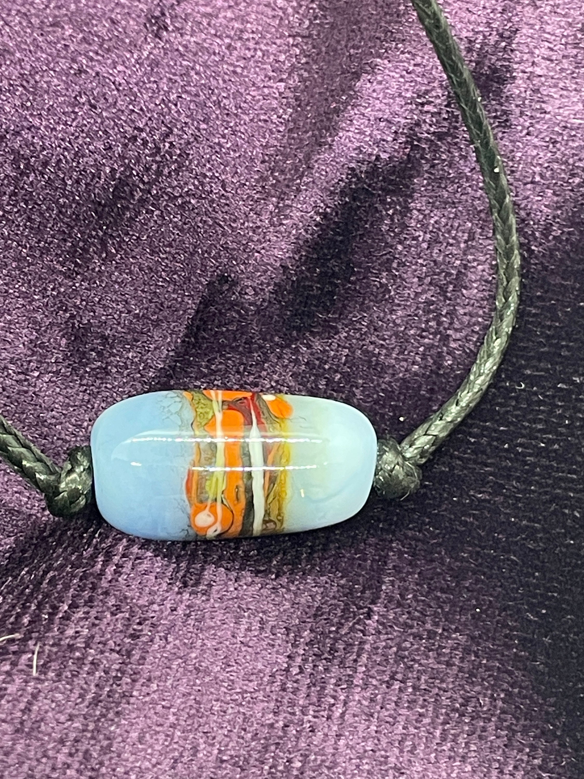 Lampworked Glass Bead Powder Blue Horizontal - Etsy