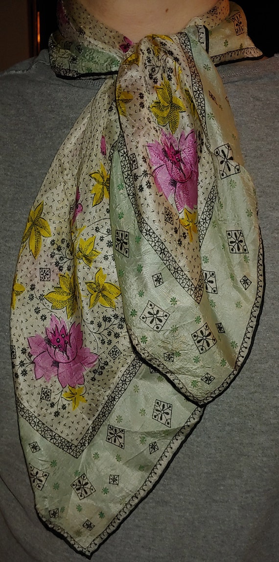 Vintage Japanese Silk Scarf - Gem