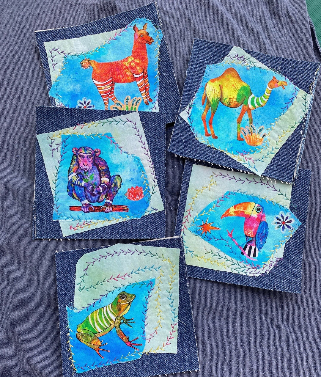 Funky Critters Patch Iron on Funky Monkey, Toucan, Frog & More - Etsy