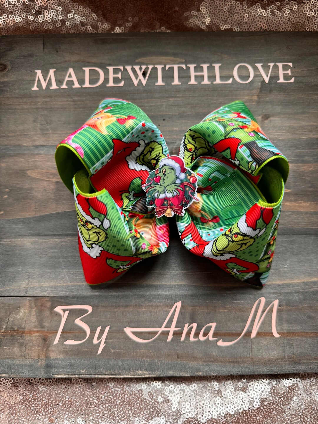 The Grinch Hair Bow,the Grinch Stole Christmas Bow,grinch Inspired Hair ...