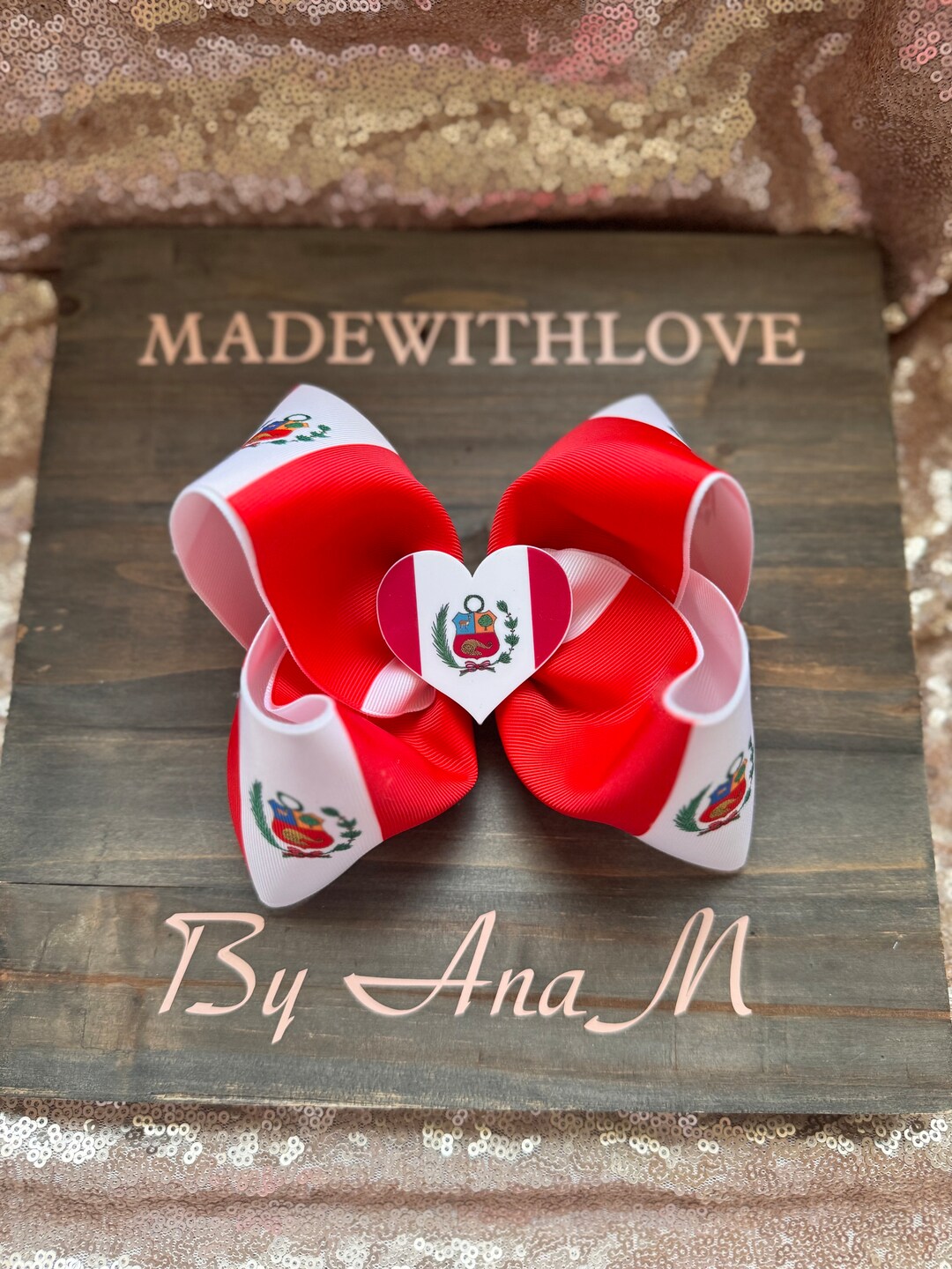 Peru Flag Hair Bow, Peru Hair Clip,peruvian Flag Inspired Hair Bow ...