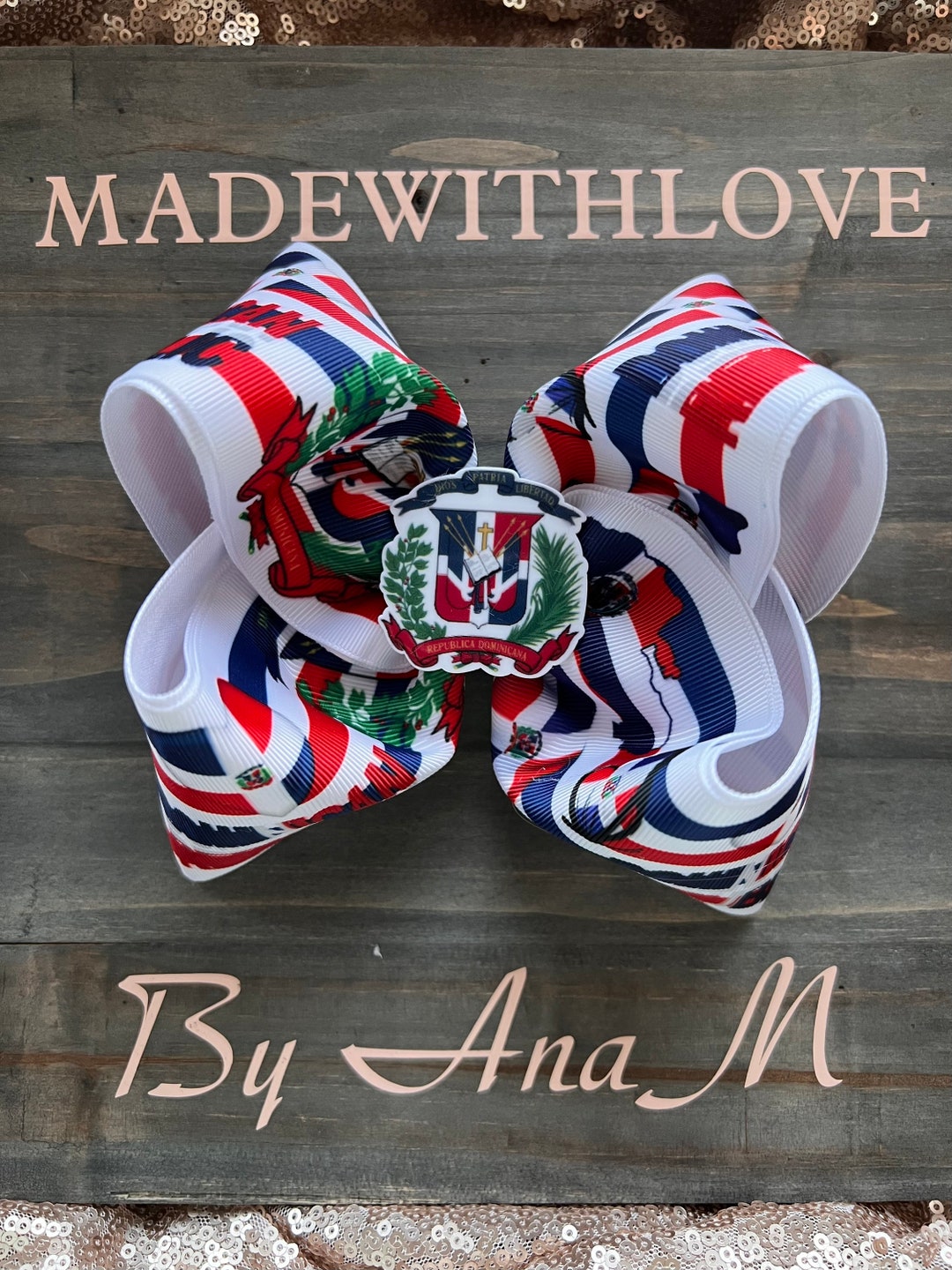 Dominican Republic Flag Hair Bow,dr Flag Hair Bow, Dominican Hair Bow ...