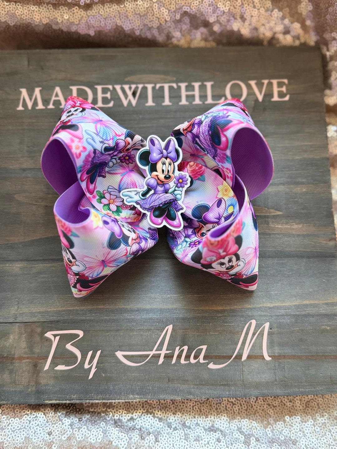 Mouse Girl Hair Bow, Purple Hair Bow, Minnie Mouse Bow, Minnie Hair ...