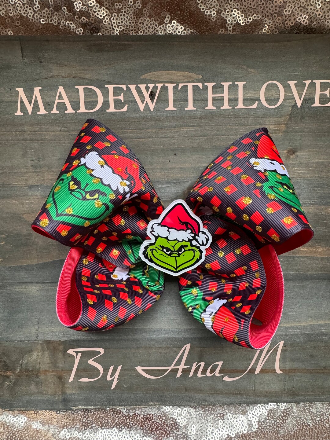 The Grinch Hair Bow Christmas Hair Bow the Grinch Stole - Etsy