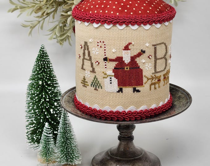 Brenda Gervais Santa Alphabet Pindrum: Cross-stitch on Mocha Linen - Etsy