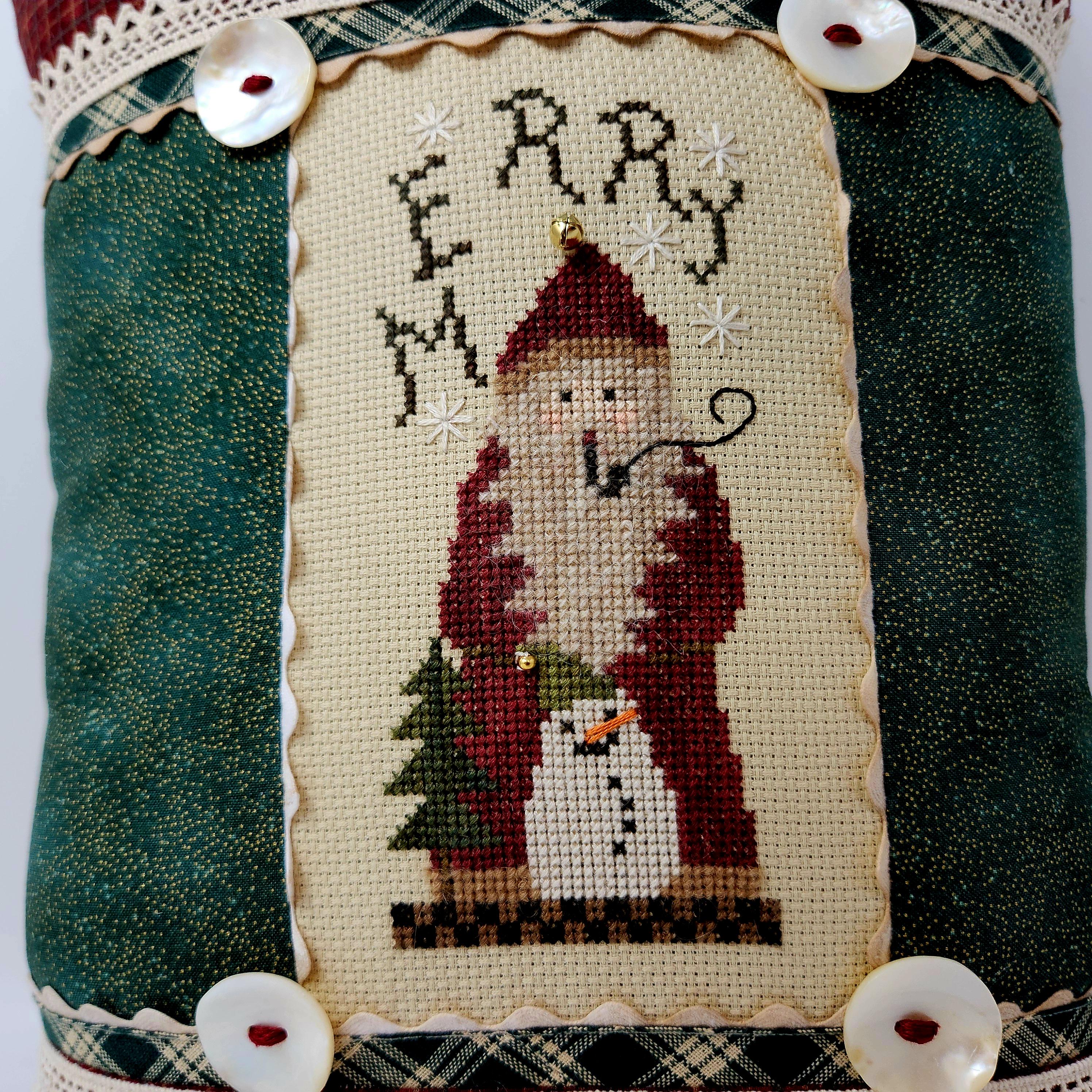 Cross-stitched Santa Pillow or Stand-up: Homespun Christmas Decor - Etsy