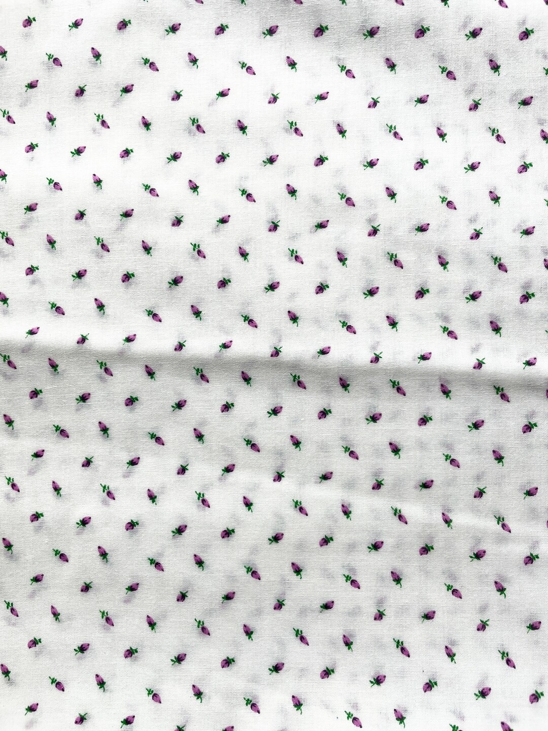 Mini Purple Roses Fabric, Calico Quilting Material, Out of Print Fabric ...