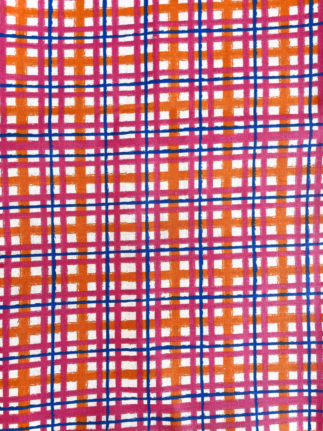 Autumn Plaid Cotton Fabric, Orange and Blue Plaid, Out of Print Fabric ...