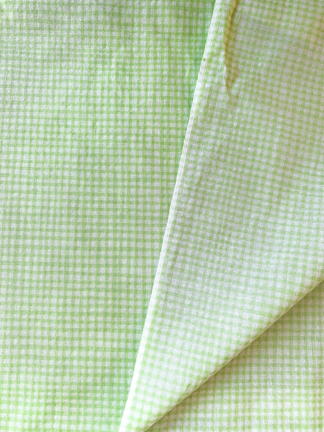 Lime Green Check Fabric, Green Cotton Fabric, Baby Steps Pat Yuille ...