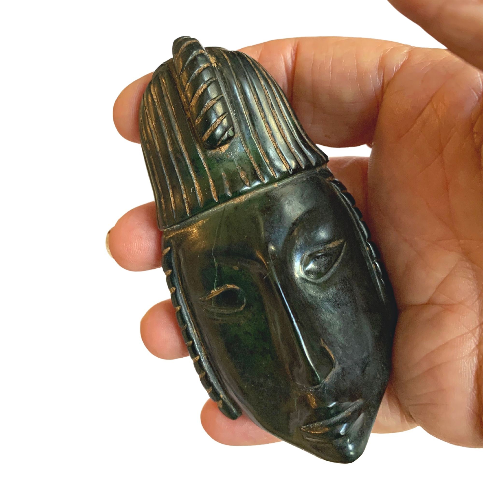 Ancient Nephrite Jade Mayan Ritual Mask 3 5/8 Stunning Ceremonial ...