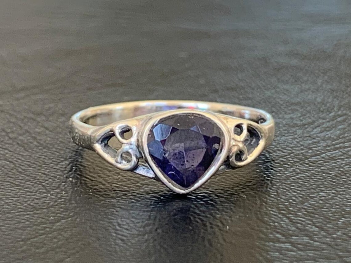 925 Sterling Silver Iolite Ring Heart Love Gemstone Solitaire | Etsy