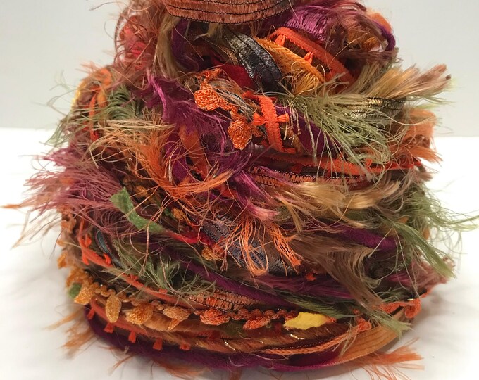 Autumn Glory Mixed Fiber Art Yarn Bundle 20-yards for Weaving/ Fringe ...