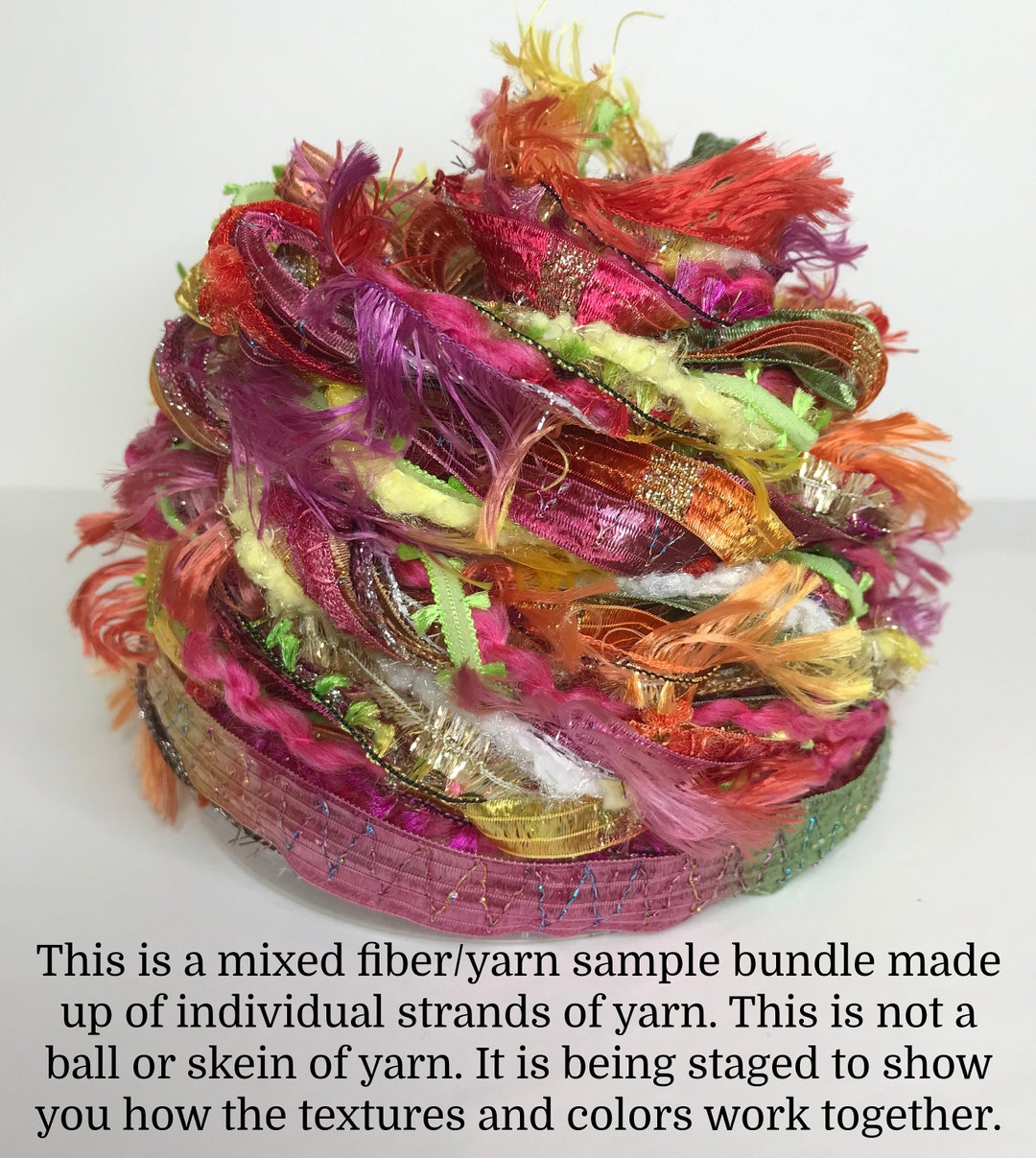 Kaleidoscope Mixed Fiber/yarn Sample Bundle 24-yards 2x12 for Journals ...