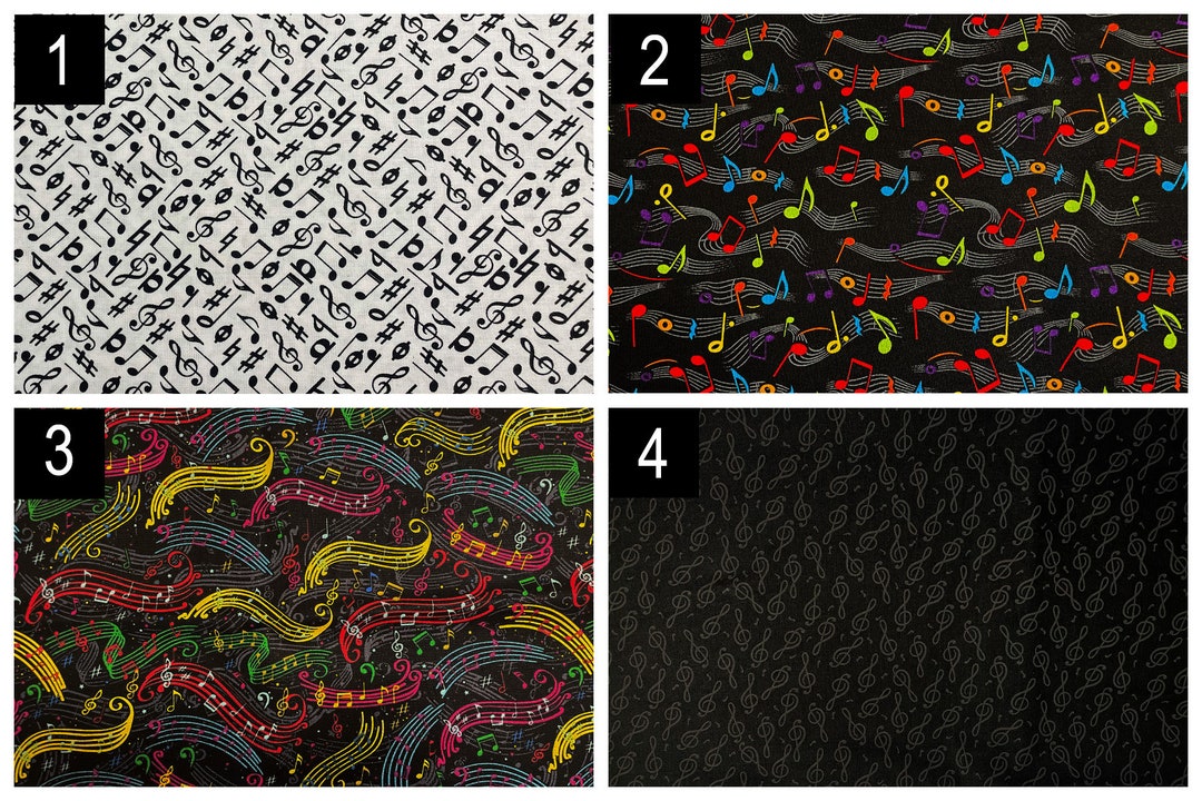 Music Notes Fabric, Music Theme, Novelty Cotton Fabric, Fat Quarters ...