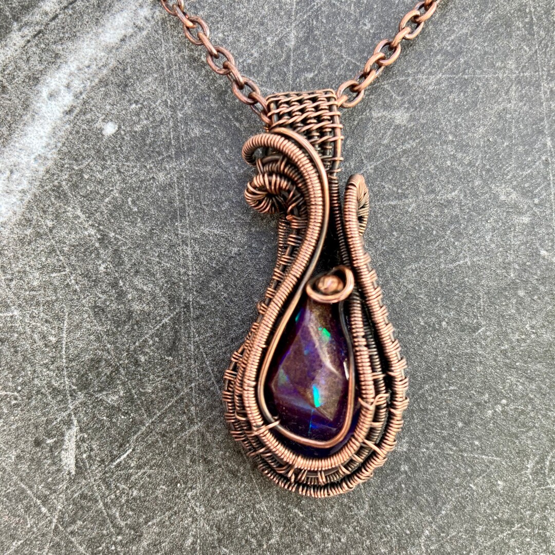 Handmade Plum Resin Wire Weave Copper Necklace - Etsy