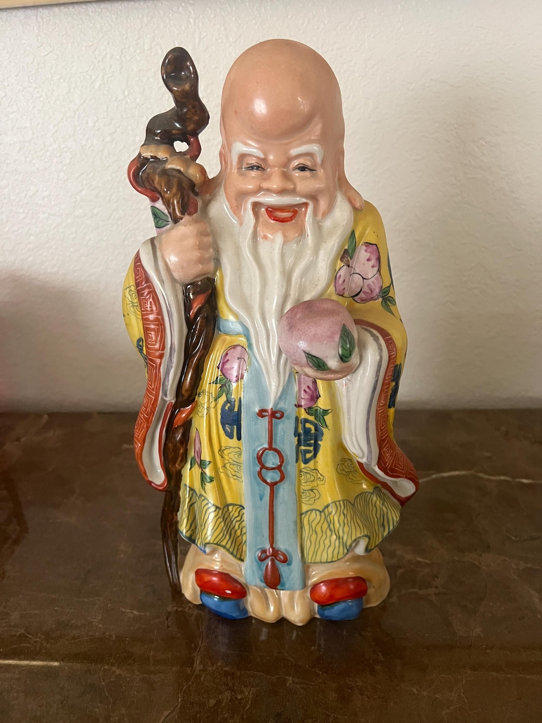 Shou Xing God of Longevity Statue Chinese Hand Painted Porcelain ...