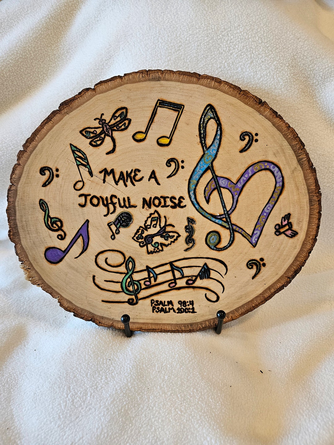 Make a Joyful Noise! Live Edge, Wood Burned, Acrylic Paint House Decor ...