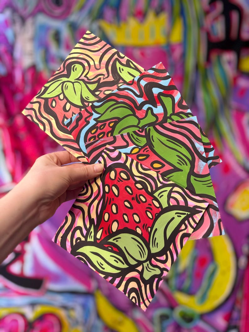 7x7’ Strawberry Mini Poster Set of 2, Wall Decor, Art, Wall Art ...