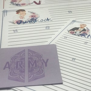 BTS Stationery Set 27 Piece Letter Paper Memo Squares A7 Note Sheets ...