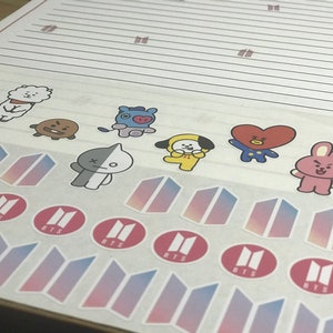 BTS Stationery Set 27 Piece Letter Paper Memo Squares A7 Note Sheets ...