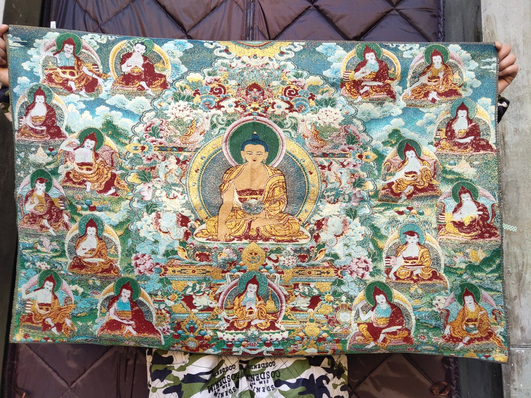 35 Tibetan Thangka Buddha Statue Embroidery Western Sakyamuni Tibetan ...