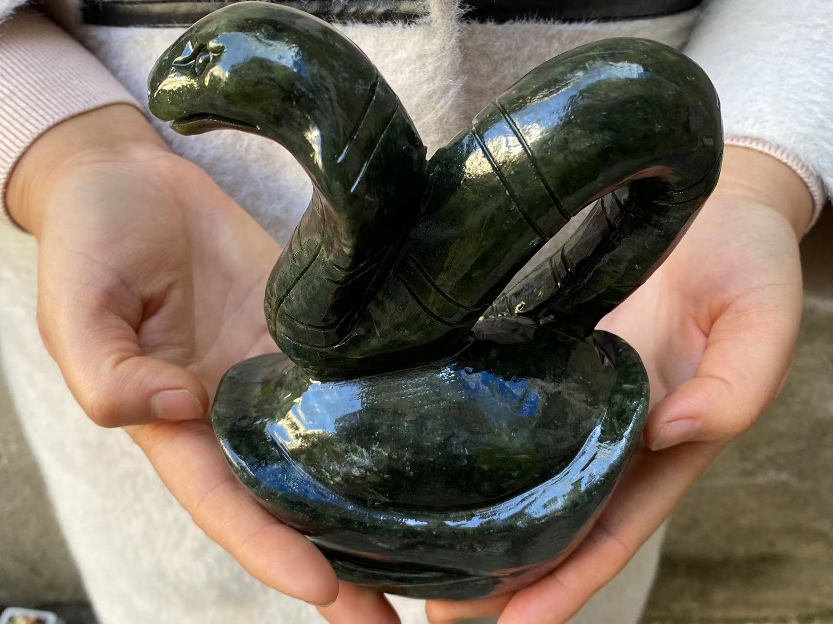 Natural Green Jade Snake Statue Exquisite Hand Carved Chinese - Etsy